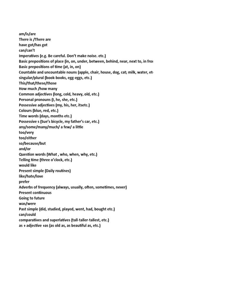 Grammer İçeri̇kleri̇ - A1-A2-B1-B2-C1-C2 | PDF | Language Arts & Discipline