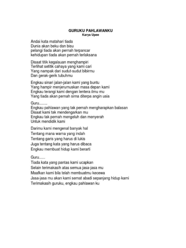 Puisi Guruku Pahlawanku | PDF