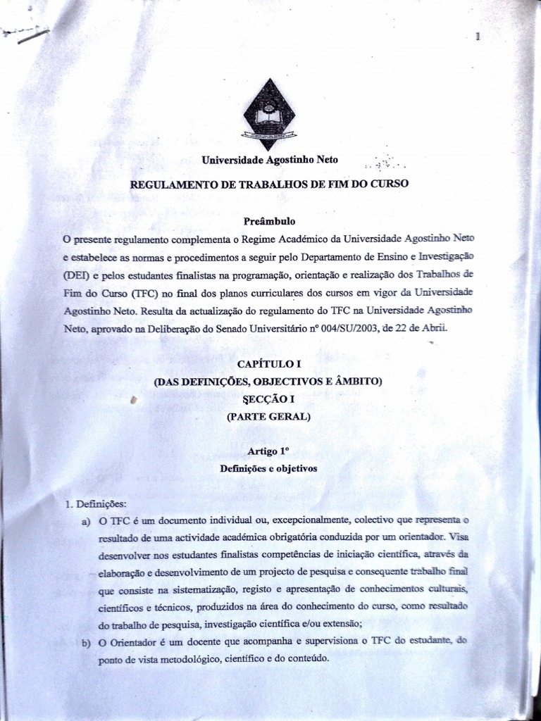 Regulamento TFC PDF | PDF