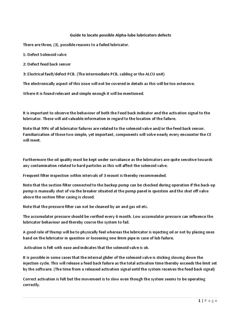 Guide Alpha Lub. Failures | PDF
