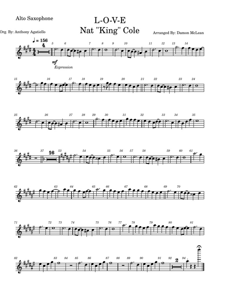 L-O-V-E Nat "King" Cole: Alto Saxophone | PDF | Saxophone