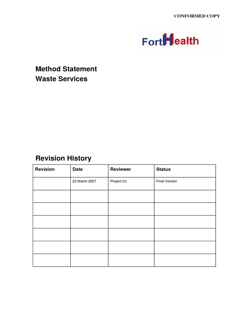 Method Statements Waste Management Service Specific Specification | PDF ...