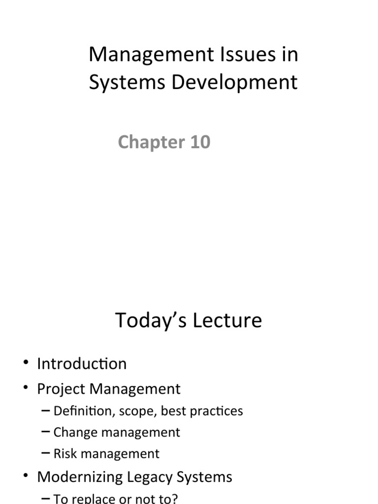 Lecture10_Management Issues in Systems Development | PDF | Return On Investment | Investing