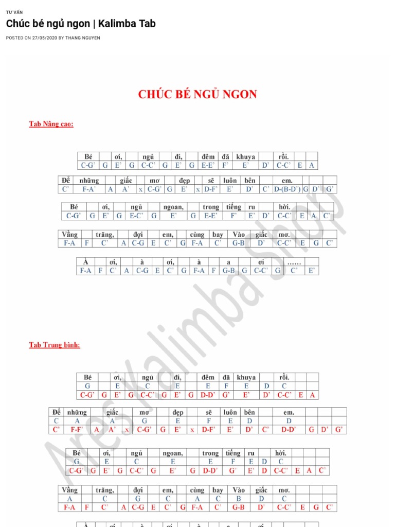 Chúc Bé NG Ngon - Kalimba Tab - Hope Music | PDF