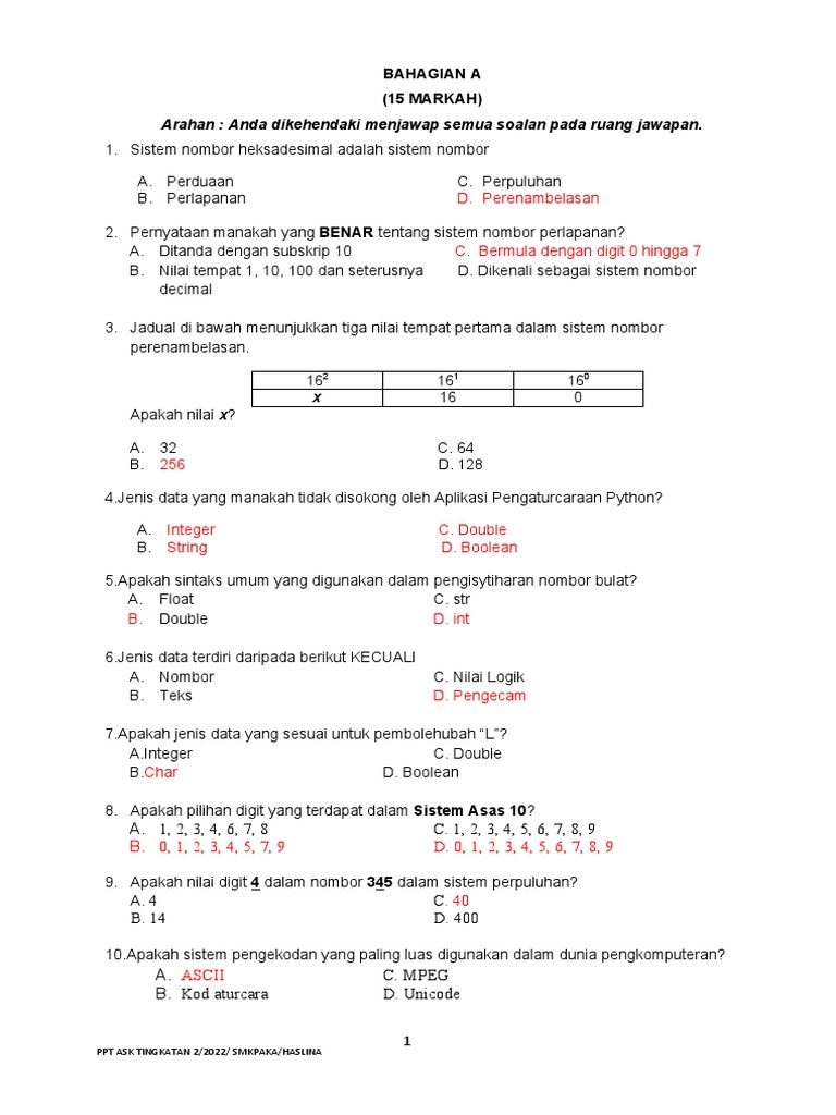 Skema Ppt2 Ask f2 2022 Spaka | PDF