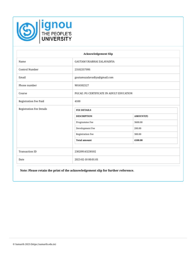 Indira Gandhi National Open University | PDF