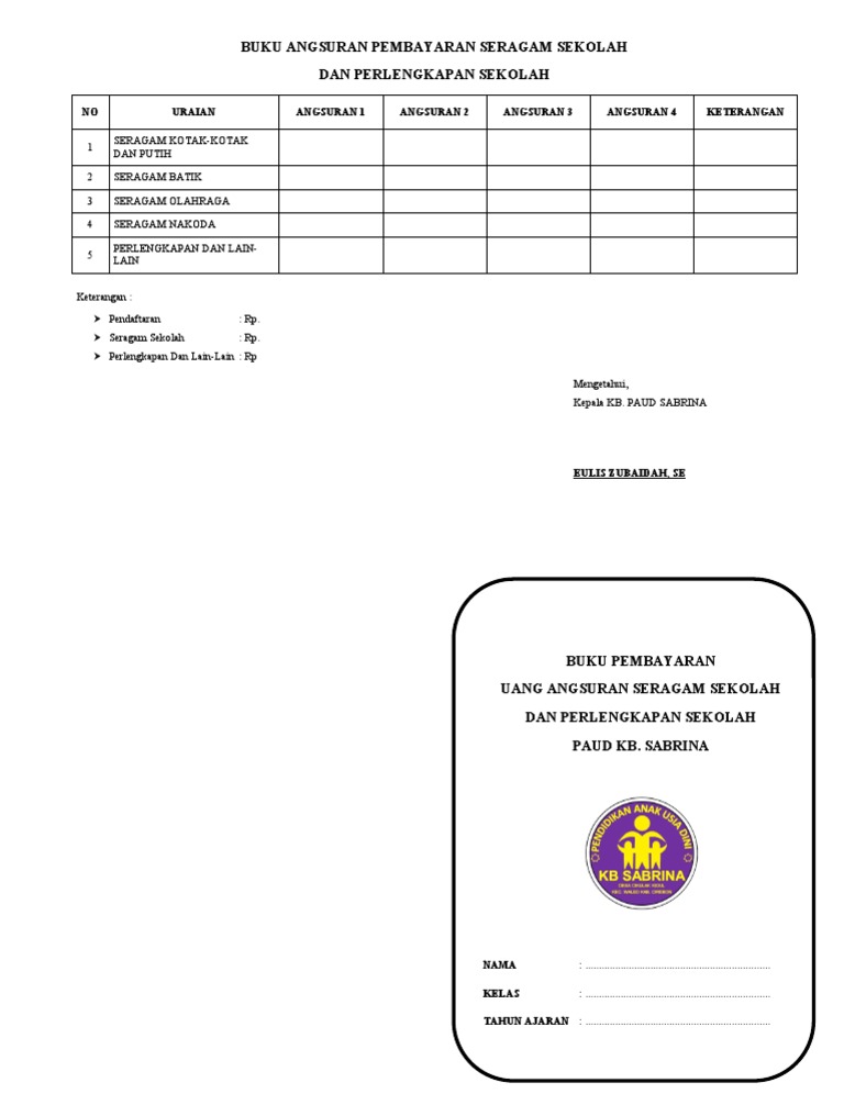 Buku Angsuran Pembayaran Seragam Sekolah | PDF