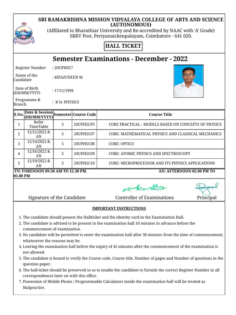 SRMVCAS - Controller of Examination | PDF