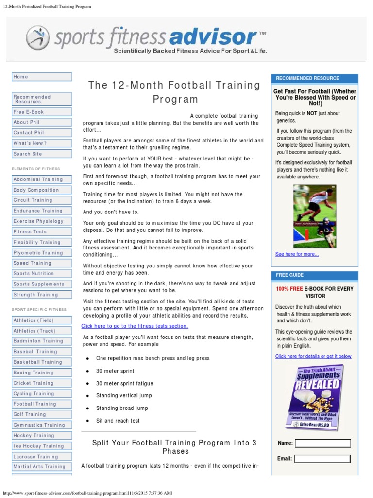 12-Month Football Training Program | PDF
