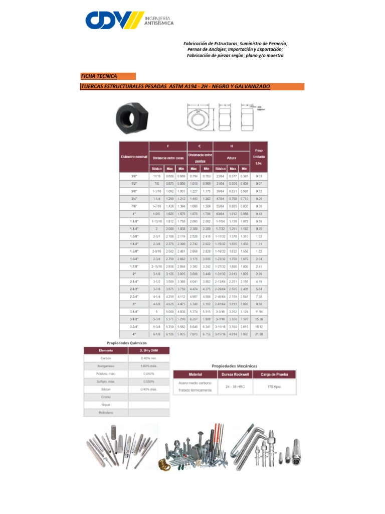 Tuerca 2H | PDF | Tecnología