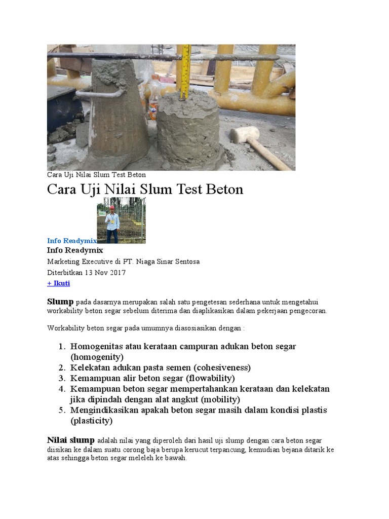 Uji Slump Test Beton Segar | PDF | Sains & Matematika | Teknologi ...