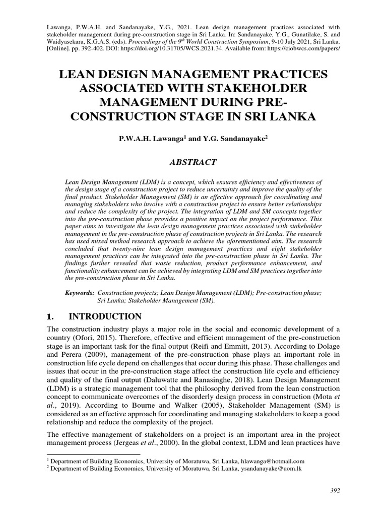 LEAN DESIGN MANAGEMENT PRACTICES | PDF