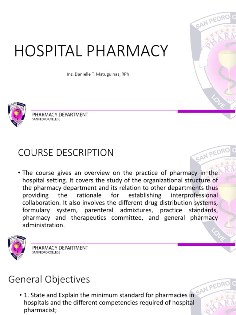 Unit I and II - Hospital Pharm | PDF