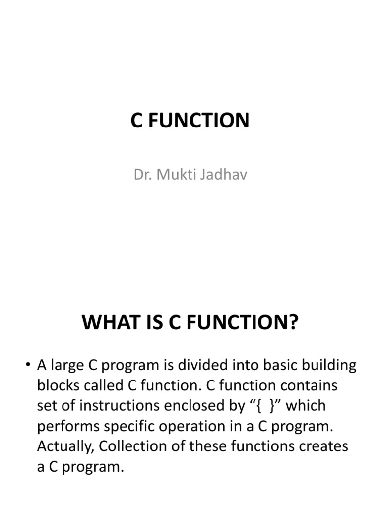 Ppt Functions In C Pdf Parameter Computer Programming Computer