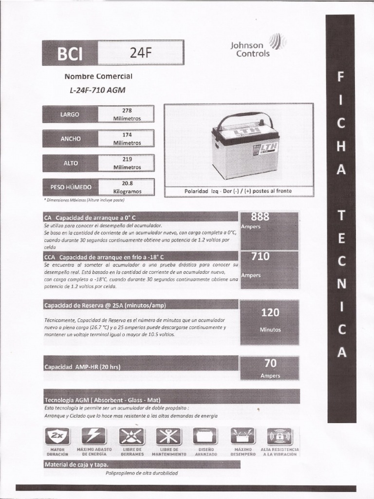 LTH Agm Ficha Tecnica 24f-710 | PDF