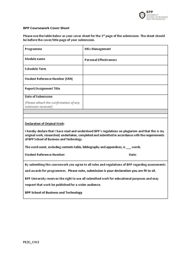 MSc Personal Effectiveness Coursework Guide | PDF