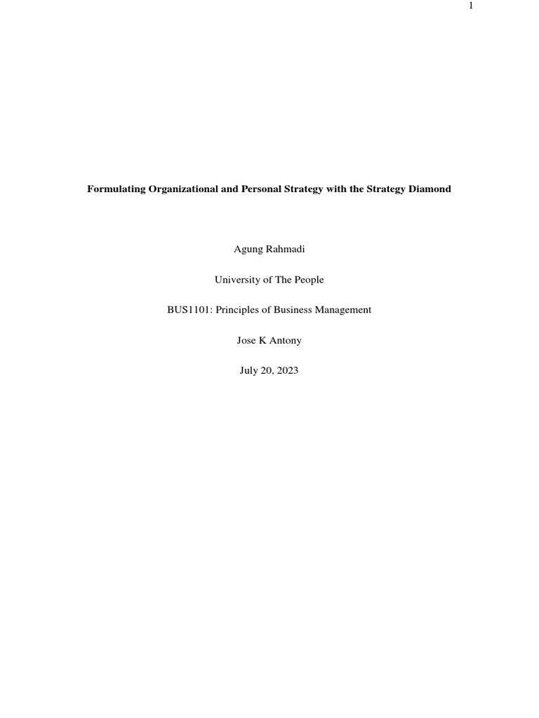 Strategy Diamond for Personal Success | PDF | Business | Cognitive Science