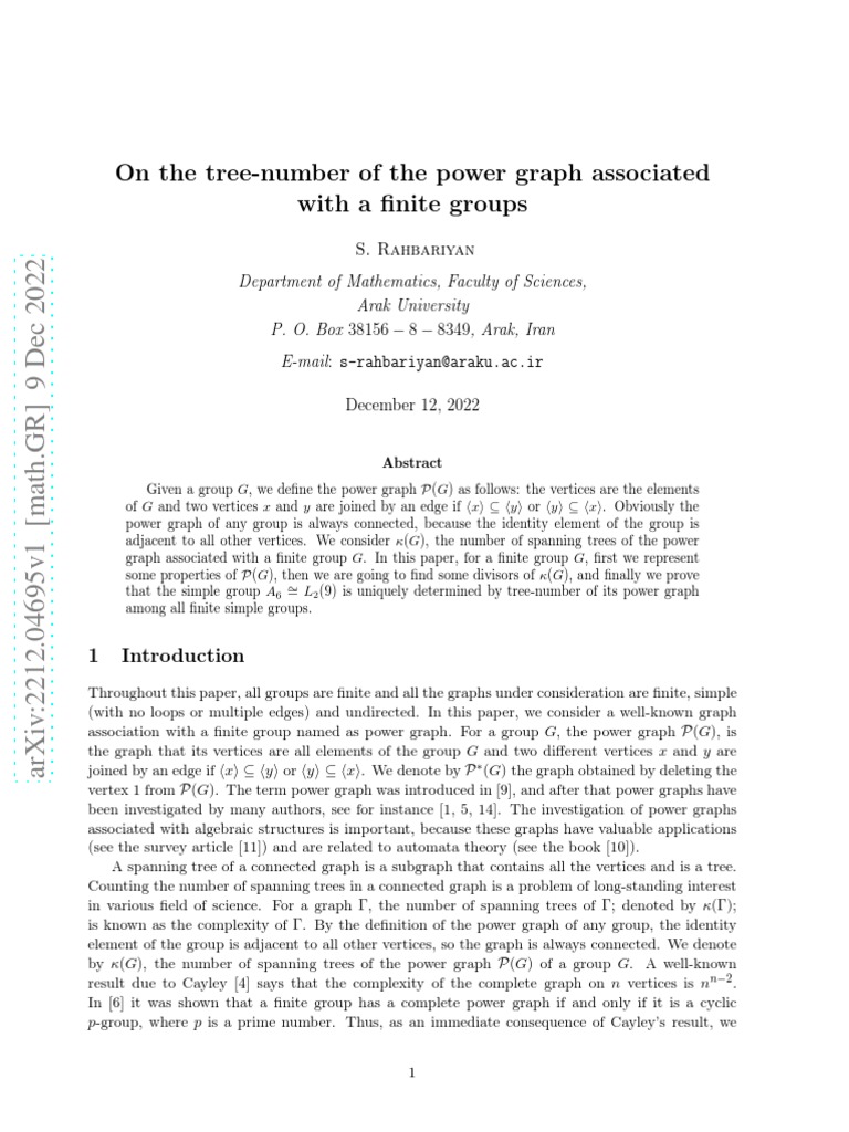 On The Tree-Number of The Power Graph Associated With A Finite Groups | Download Free PDF ...