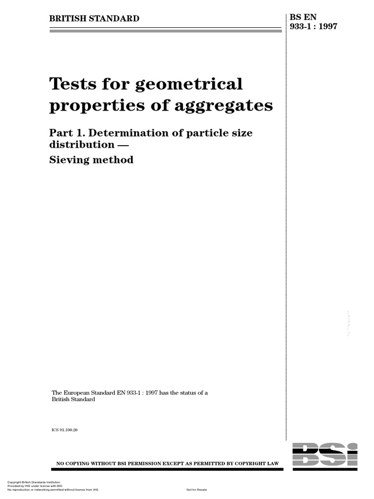 BS en 933 - 1 - 1997 | PDF