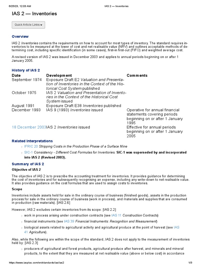 IAS 2 — Inventories | PDF