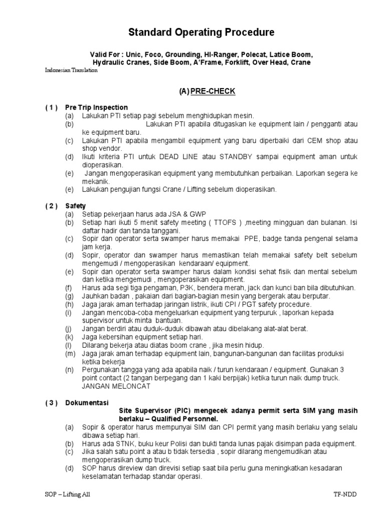 Prosedur Operasi Standar NDD Truck | PDF | Bisnis | Teknologi & Rekayasa