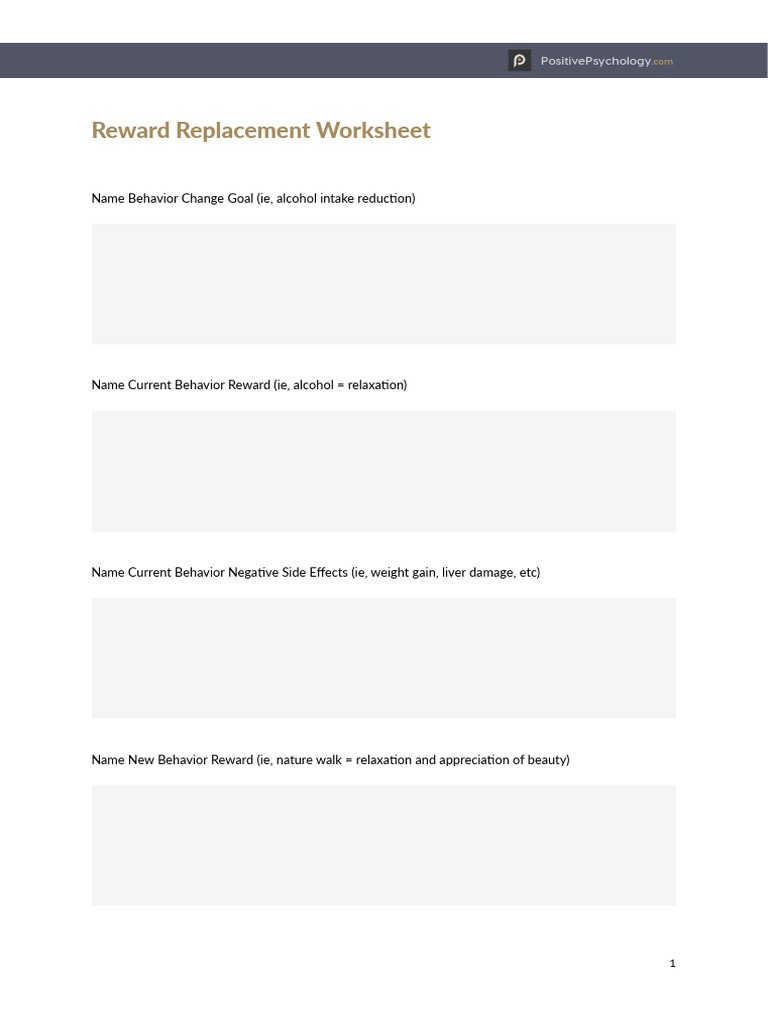 Reward Replacement Worksheet Guide | PDF | Career & Growth | Self ...