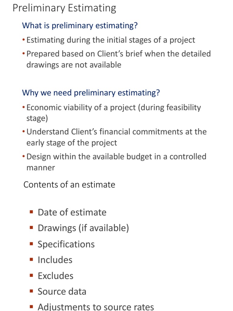 Preliminary Estimation | PDF