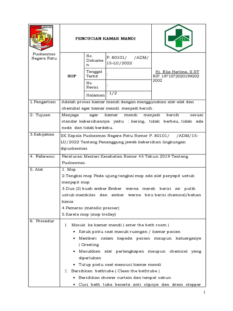 Sop Membersihkan Kamar Mandi | PDF