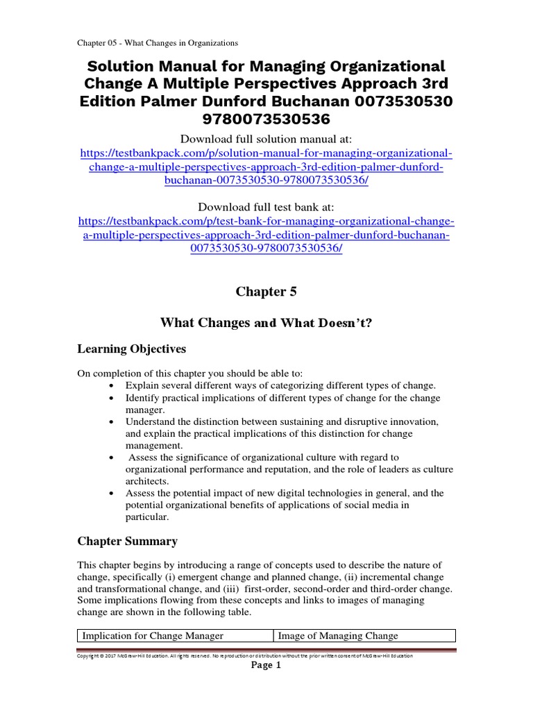 Managing Organizational Change A Multiple Perspectives Approach 3rd ...