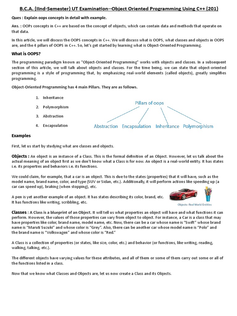 Ques: Explain Oops Concepts in Detail With Example | PDF | Object ...