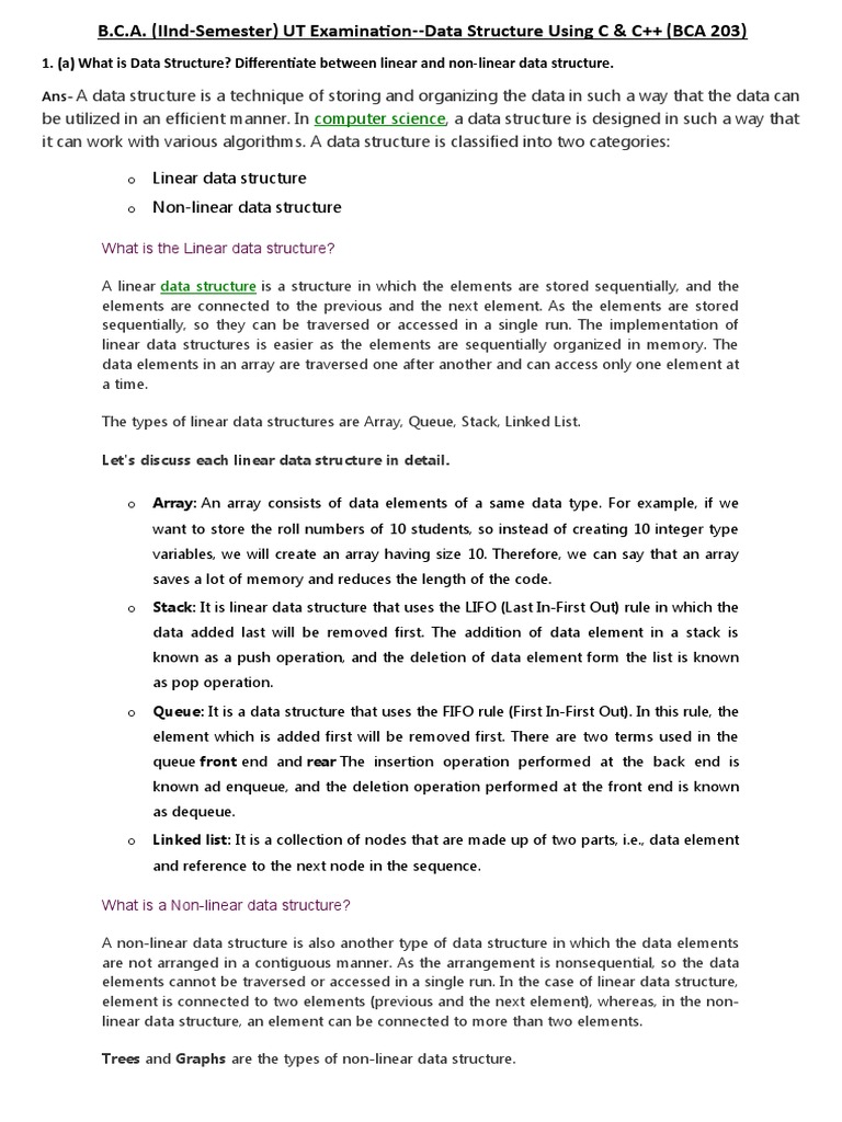 Computer Science: What Is The Linear Data Structure? | PDF