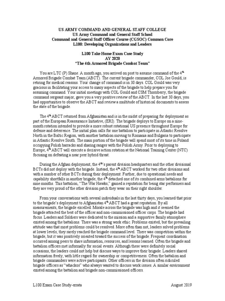 L100 Exam Case Study | PDF