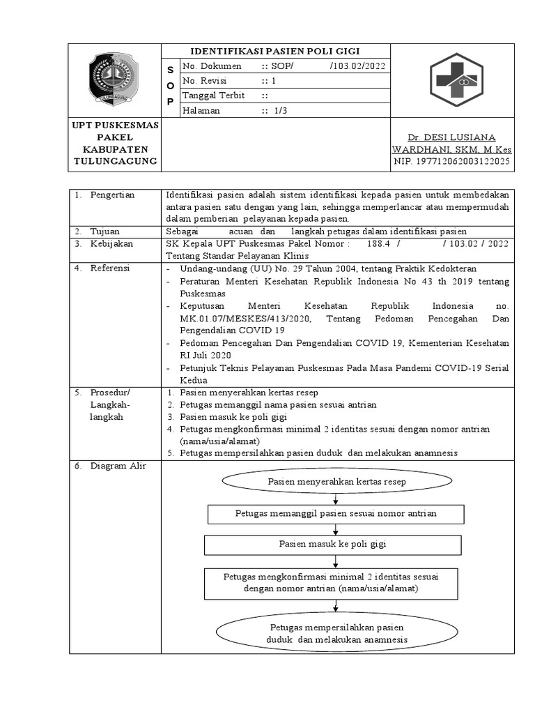 Sop Identifikasi Pasien Poli Gigi Pdf