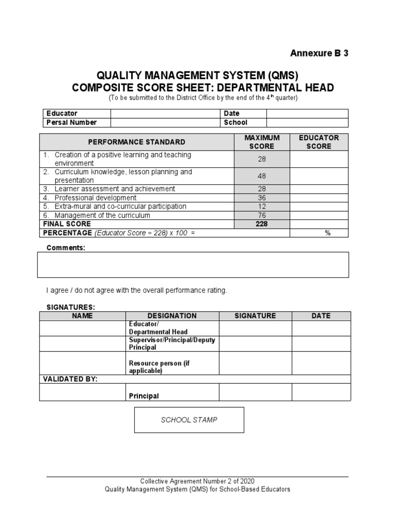 QMS PL2 Composite Score Sheet | PDF