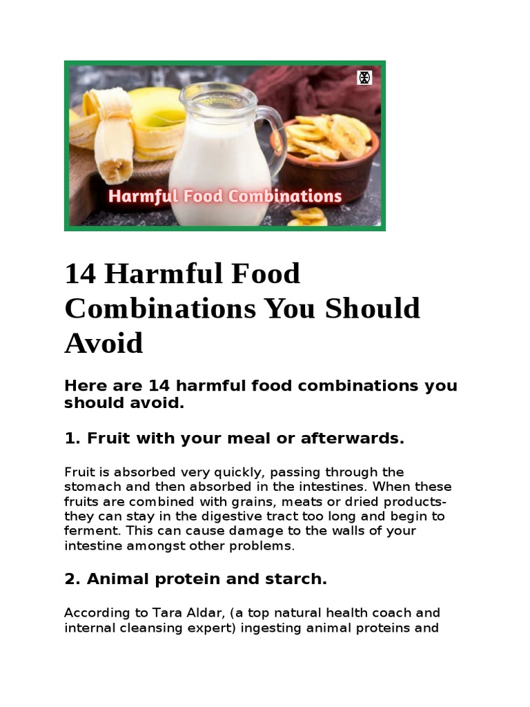 Avoid These 14 Harmful Food Combos | PDF | Carbohydrates | Digestion