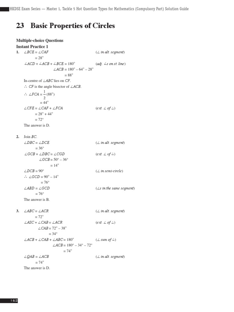 Solution Guide - 23. Basic Properties of Circles | PDF