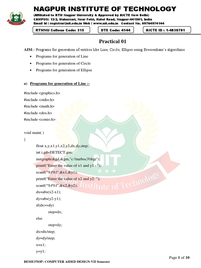 CAD Practical No.1 | PDF | Computer Science | Computer Libraries CAD Practical No.1 | PDF | Computer Science | Computer Libraries