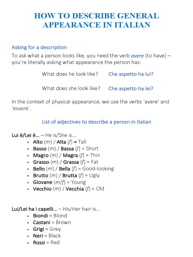 General Appearance Italian | PDF