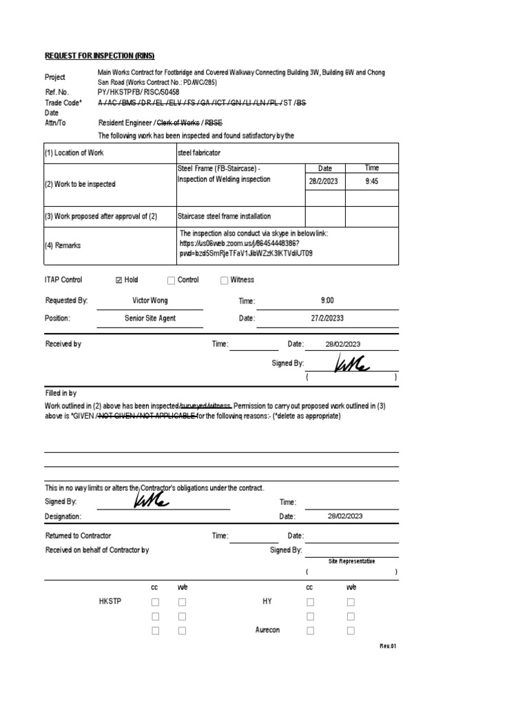 RISC- S0458 Steel Frame (FB-Staircase) - Inspection of Welding ...