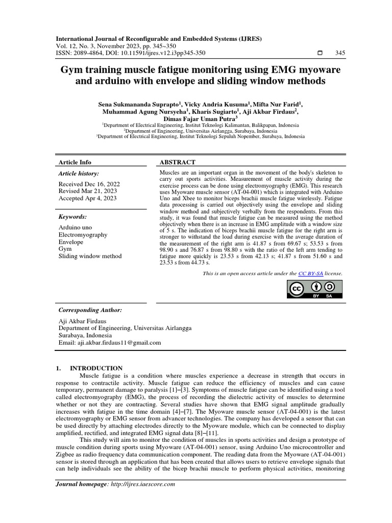 EMG-Based Muscle Fatigue Monitoring System | PDF | Electromyography ...