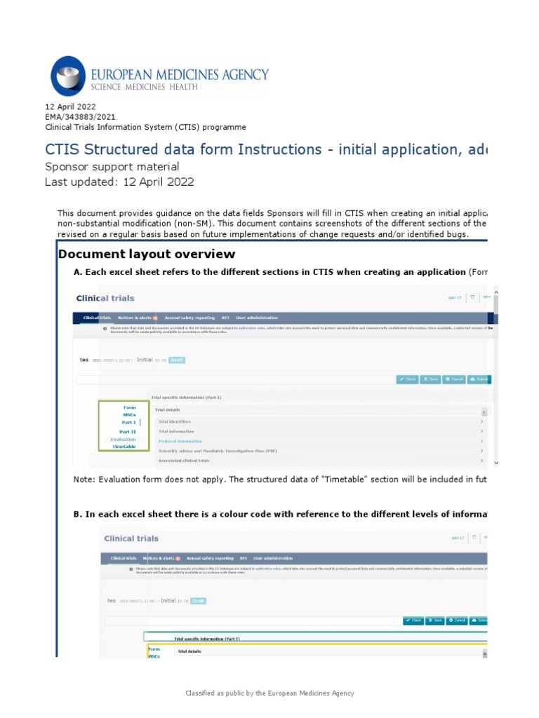 Clinical Trial Information System Ctis Structured Data Form Initial Application Additional ...