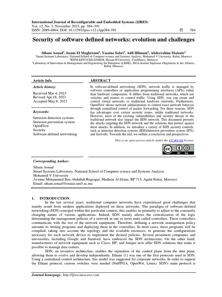 Security of Software Defined Networks: Evolution and Challenges | PDF Security of Software Defined Networks: Evolution and Challenges | PDF