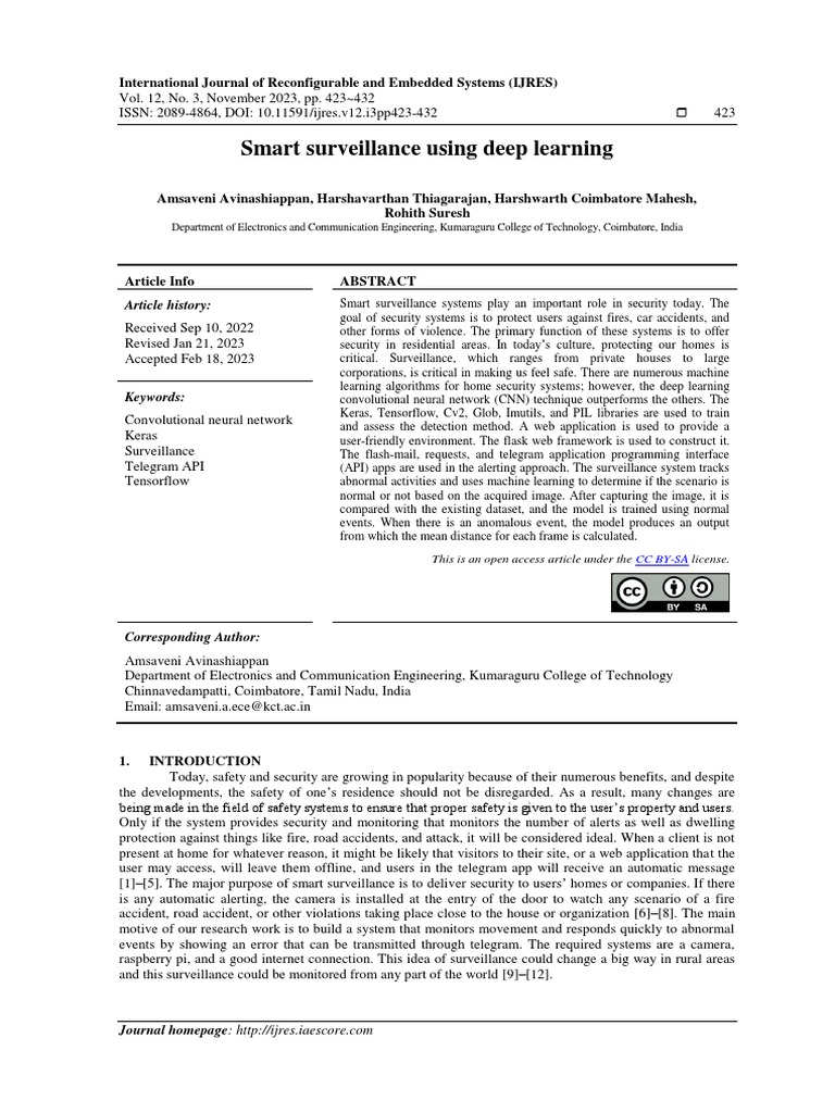 Smart Surveillance with Deep Learning | PDF | Business | Computers