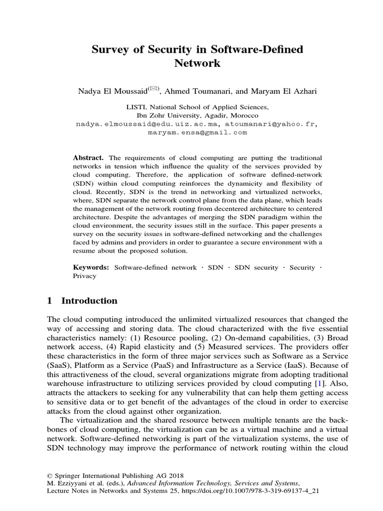 2s - Survey of Security in Software-Defined | PDF