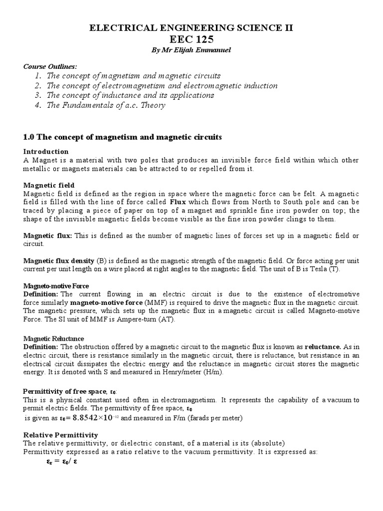 EEC 125 Note Updated | PDF | Inductance | Inductor