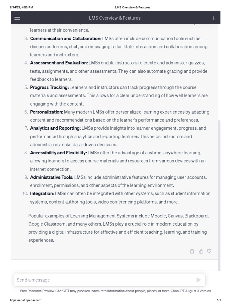 Lms Overview And Features Pdf Computers