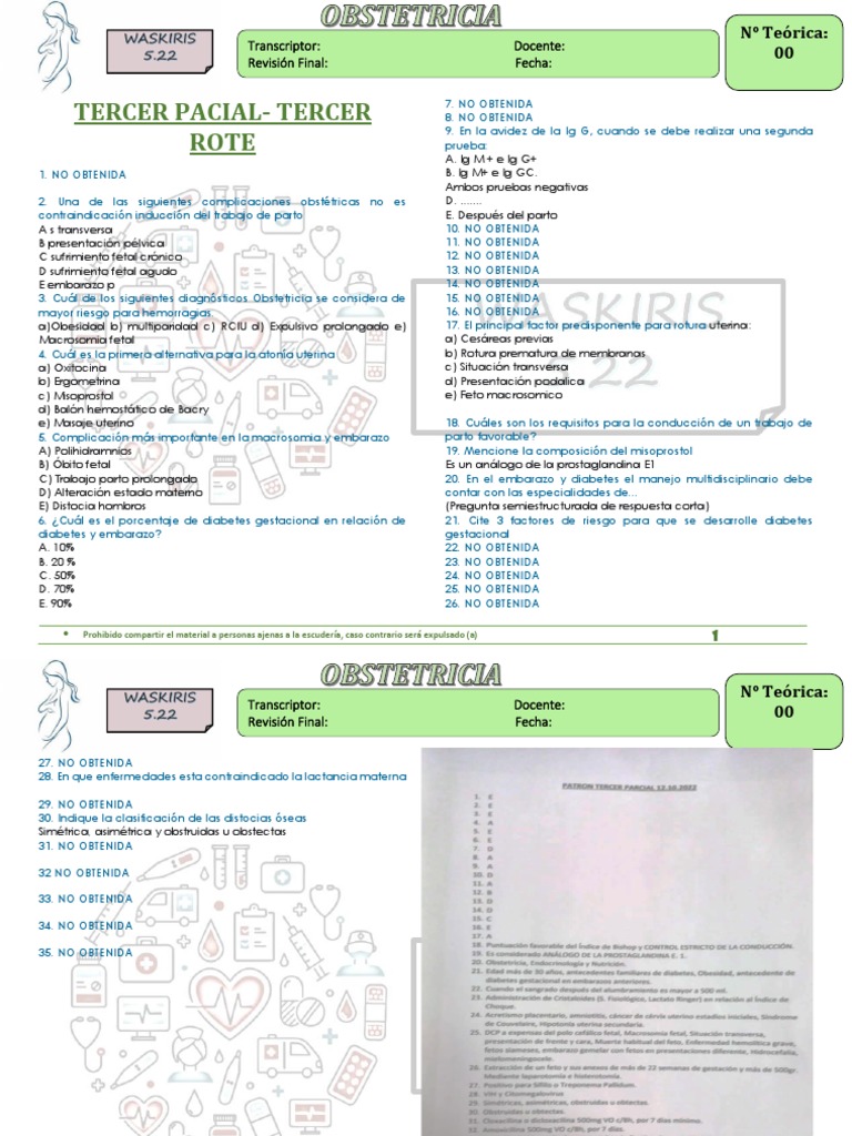 Tercer Parcial - Obstetricia | PDF | Parto | El embarazo