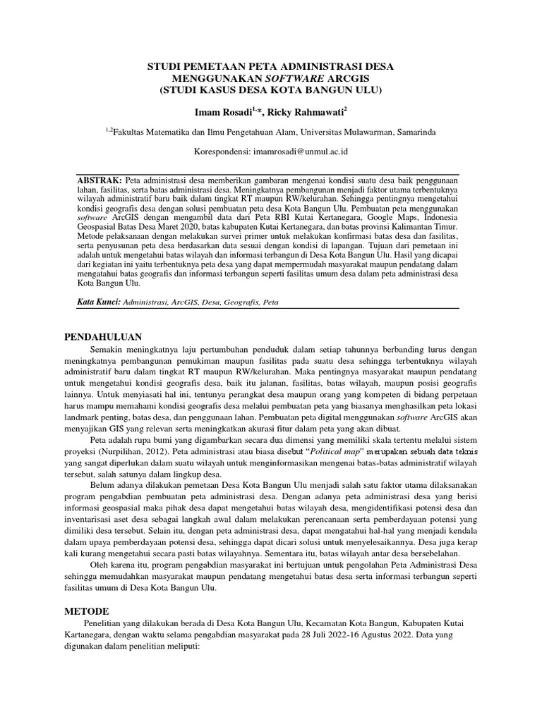Artikel - Ricky Rahmawati - Studi Pemetaan Peta Administrasi Desa Kota Bangun Ulu | PDF