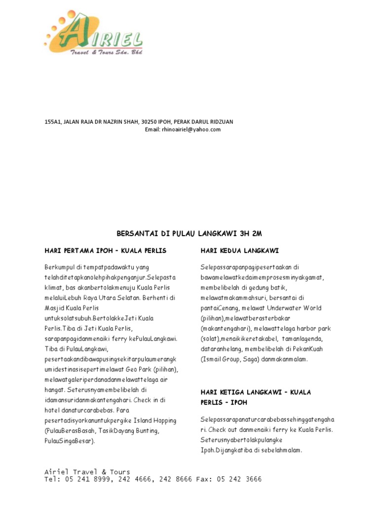 Pulau Langkawi 3H 2M | PDF