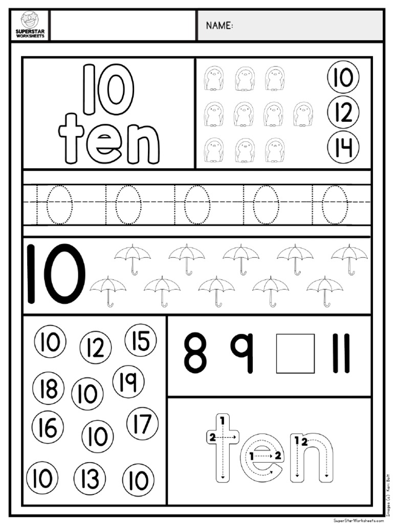 Preschool Number 10 Worksheet | PDF